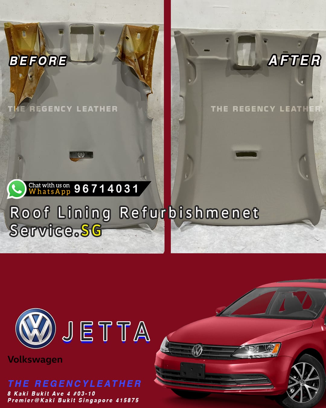 Volkswagen Jetta Roof-Lining Refurbish Before-After - TheRegencyLeather